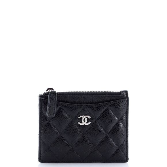 CHANEL | Bags | Chanel Cc Zip Card Holder Quilted Caviar Black | Poshmark